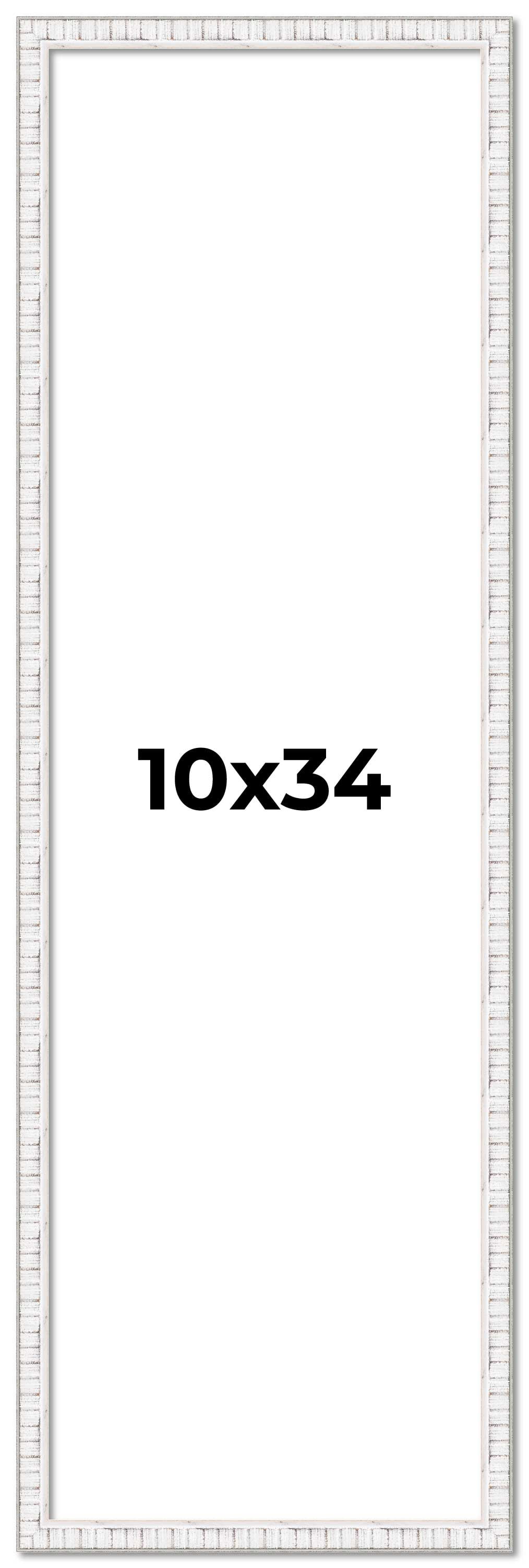 10x34 Frame White Scuffed Rustic Solid Wood Picture Frame | 0.75 Inch ...