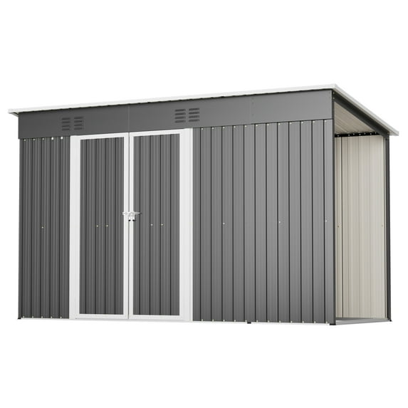 10x4 FT Metal Storage Shed & Pet House Combo - Secure Lockable Door ...