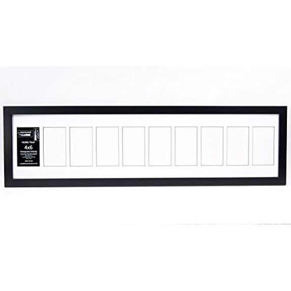 [10x40 10 Opening Glass Face Black Picture Frame to hold 4 by 6 ...