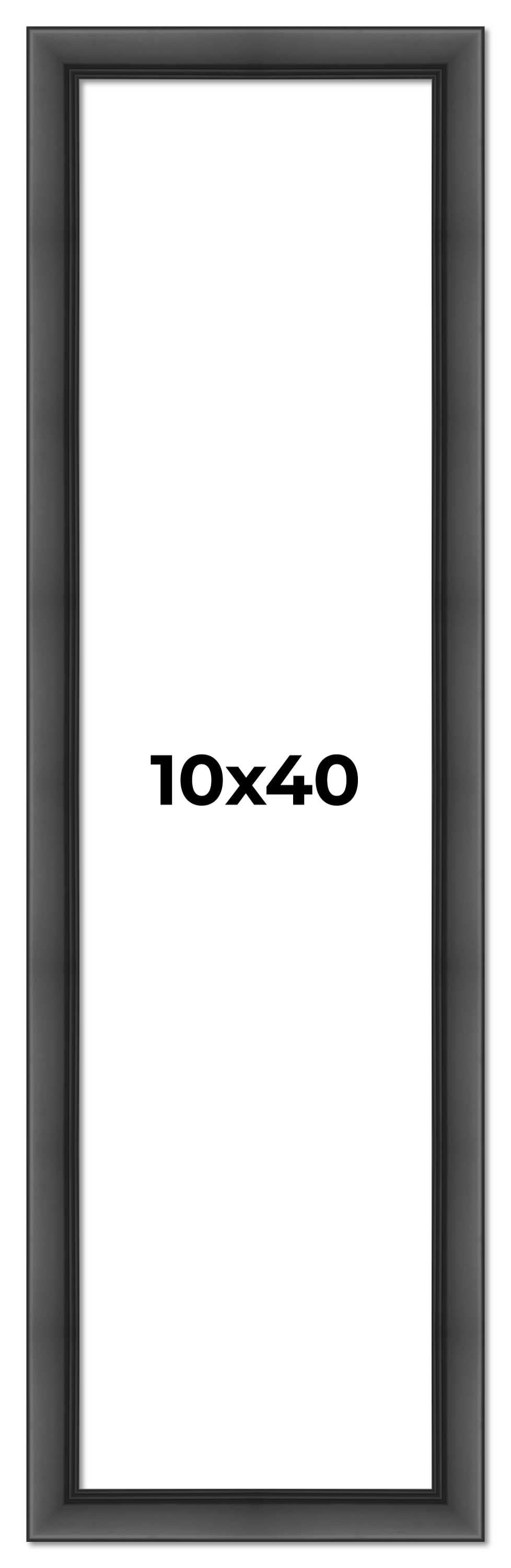 10x40 - 10 x 40 Contemporary Black Solid Wood Frame with UV Framer's ...