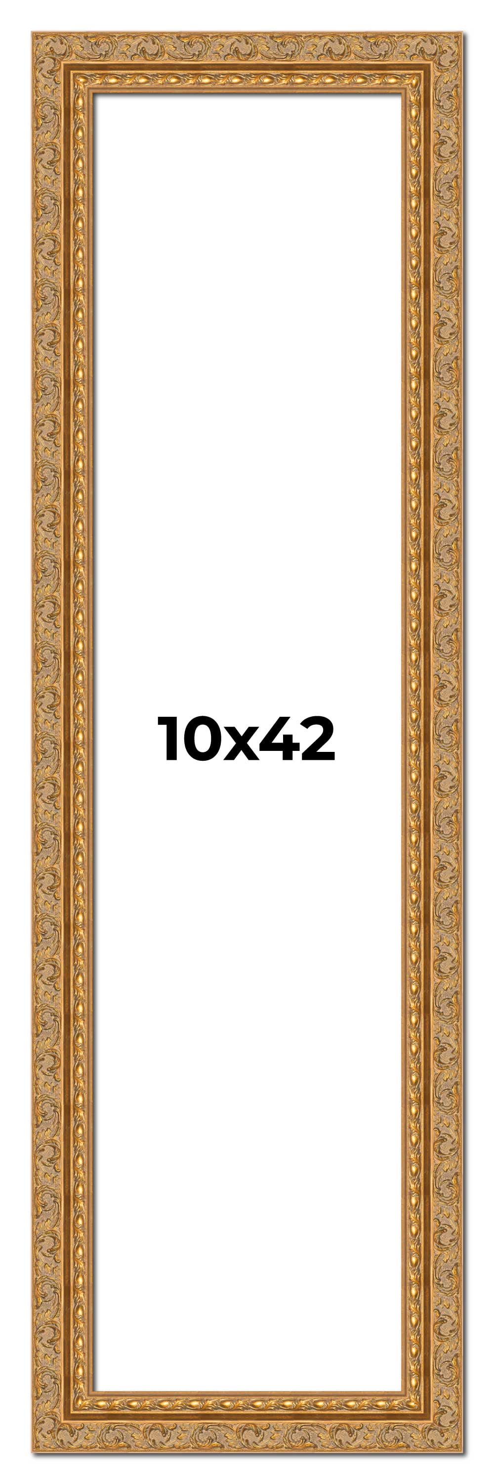 10x42 Frame Gold Ornate Solid Wood Picture Frame | 2 Inch Moulding ...