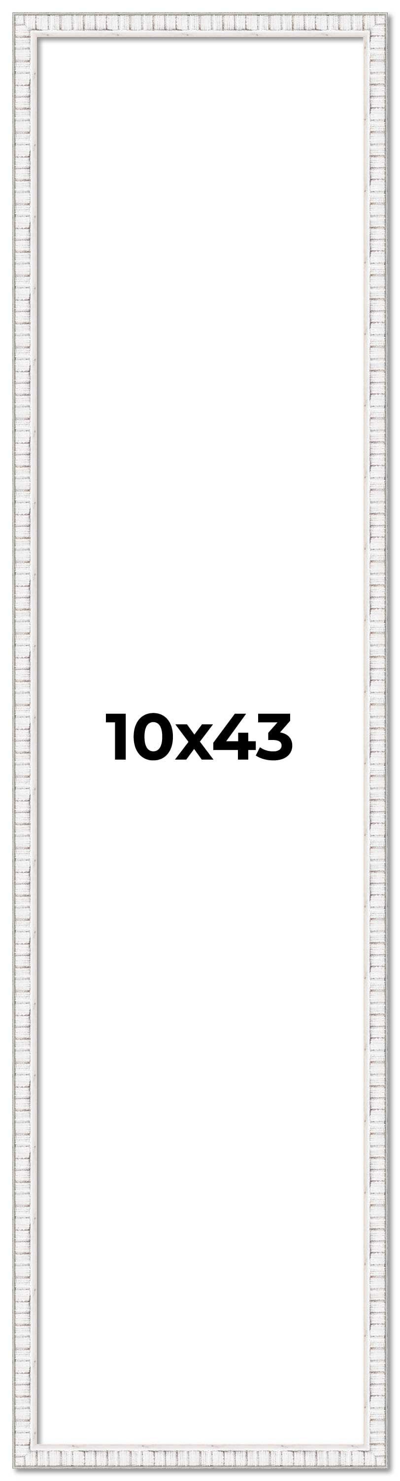 10x43 Frame White Scuffed Rustic Solid Wood Picture Frame | 0.75 Inch ...