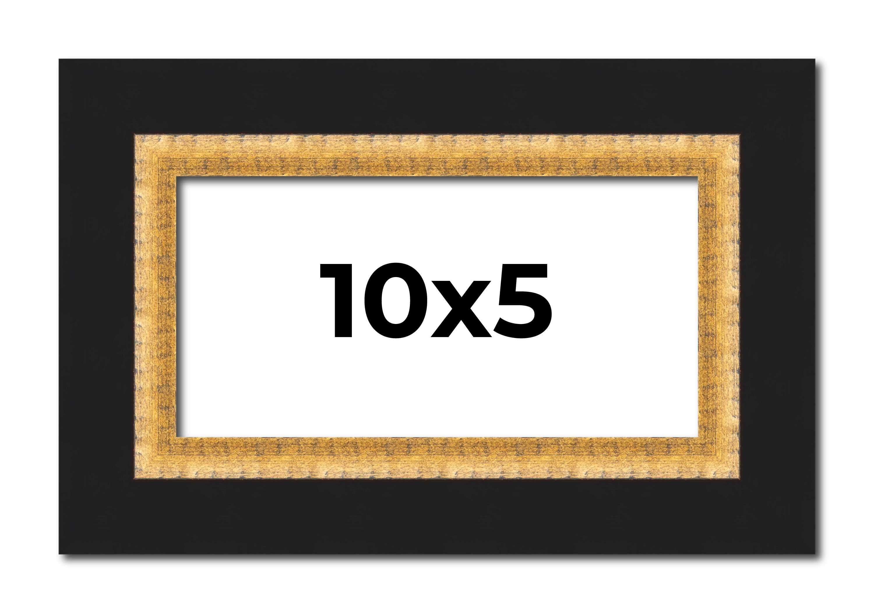 10x5 IN Frame Gold Real Wood Picture Frame Width 2.25 Inches | Interior Frame Depth 0.5 Inches ...