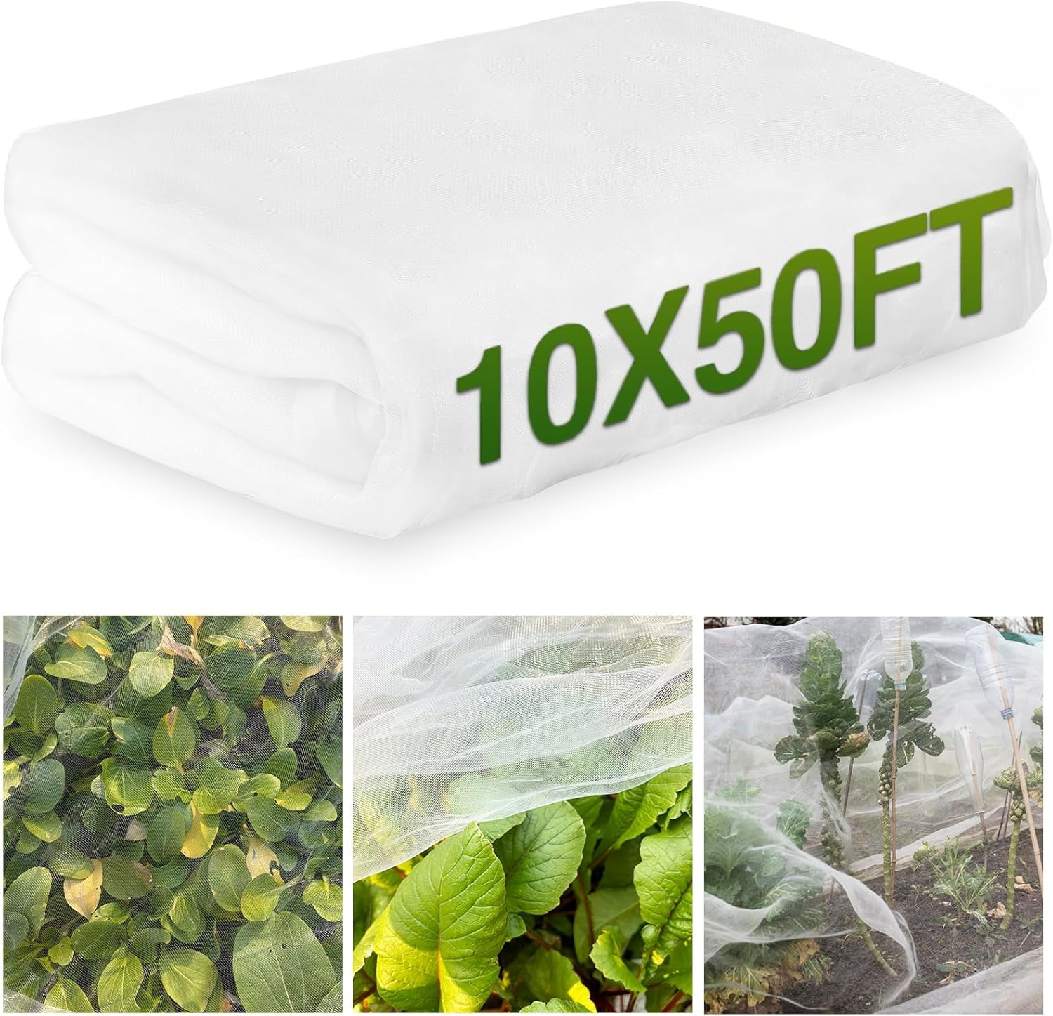 10x50FT Mosquito Netting,Garden Mesh Ultra Fine Plant Netting Barrier ...