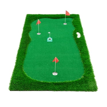 Indoor/Outdoor Putting Green Mat with 3 Holes, Stainless Steel Cups ...