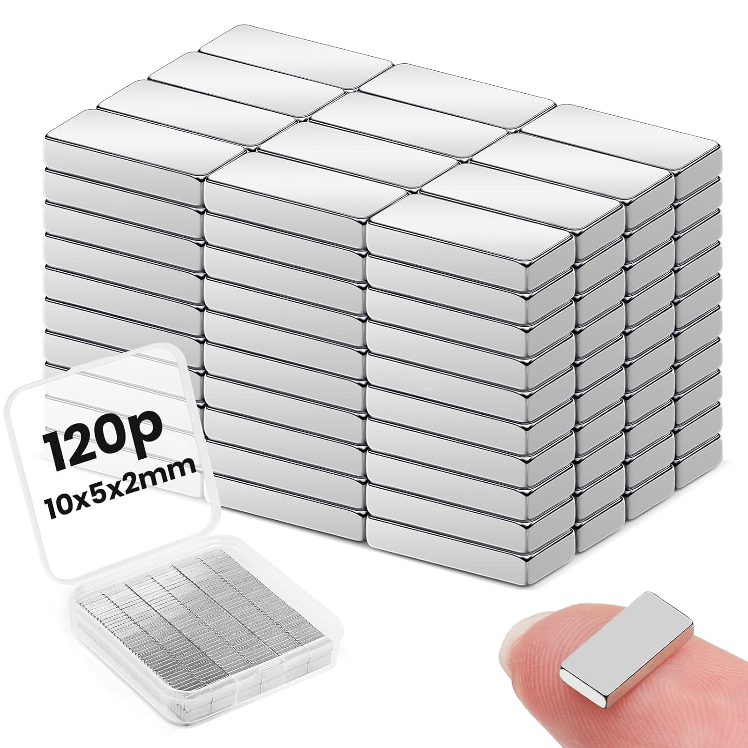 10x5x2mm Small Bar Magnets, Rare Earth Magnet Strong, 120Pcs Neodymium ...