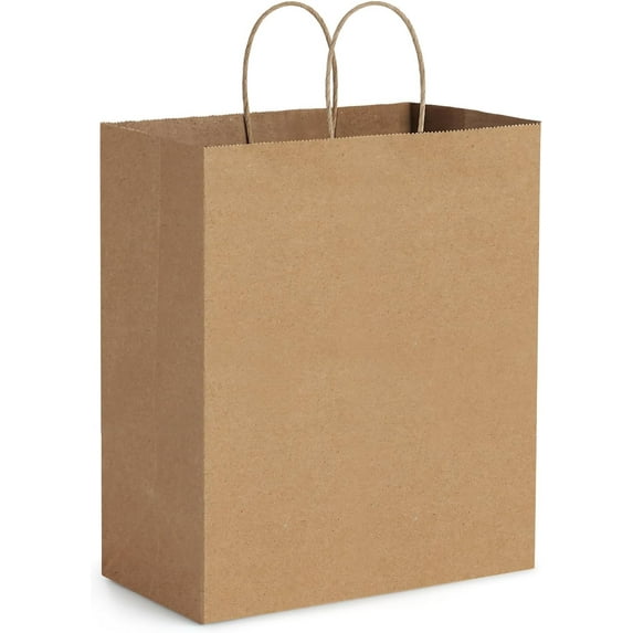10x6 3/4x12 25Pcs Brown Paper Bags with Handles Kraft Shopping ...