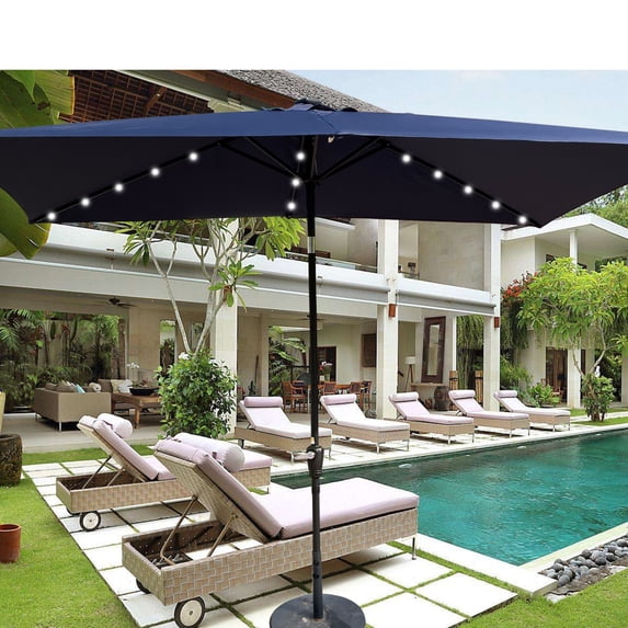 10x6.5 FT Rectangular Patio Umbrella Solar Powered Outdoor Table Market ...