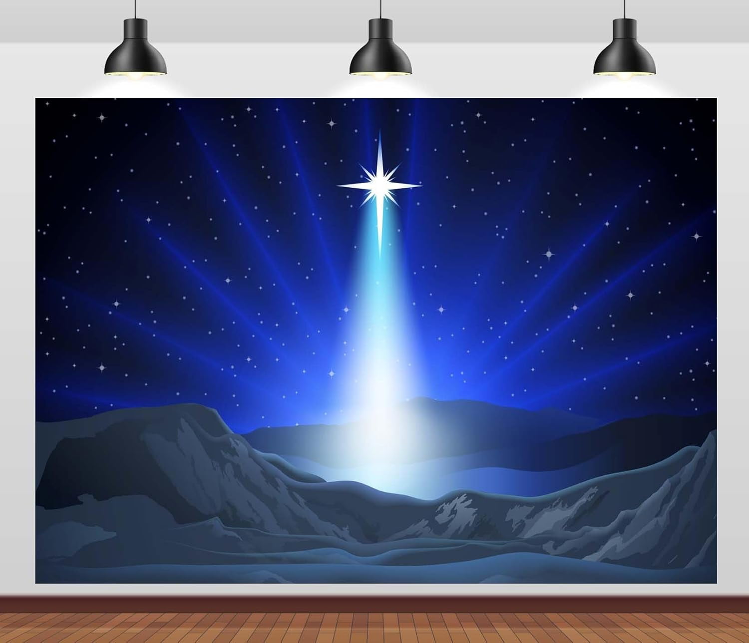 10x6.5ft Fabric Christmas Nativity Scene Backdrop Holy Night Bethlehem ...