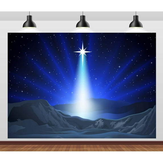 10x6.5ft Fabric Christmas Nativity Scene Backdrop Holy Night Bethlehem ...