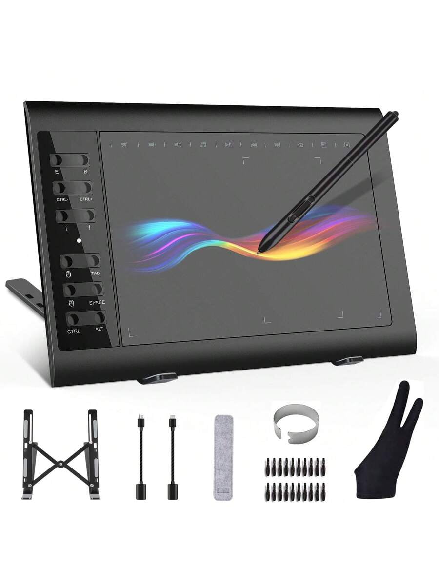 10x6 Inch Drawing Tablet with 8192 Levels Battery-Free Pen | 12 Hotkeys ...