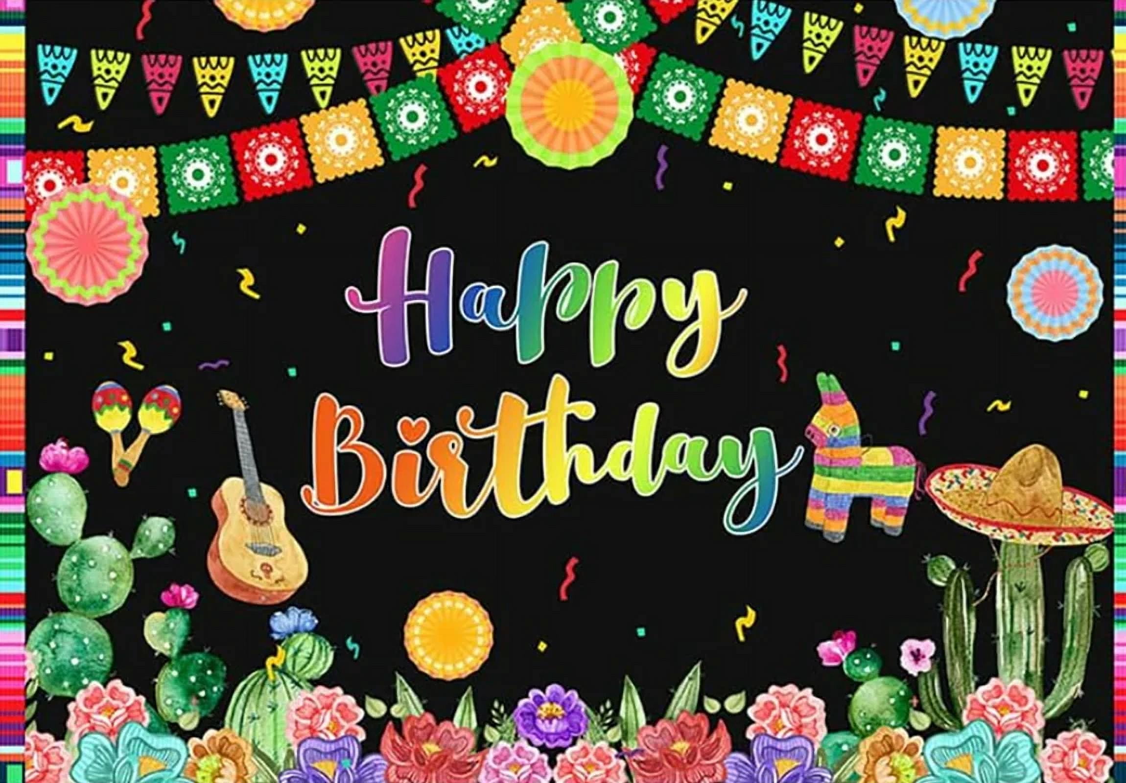 10x6ft Mexican Fiesta Happy Birthday Backdrop Banner Mexico Cinco De ...