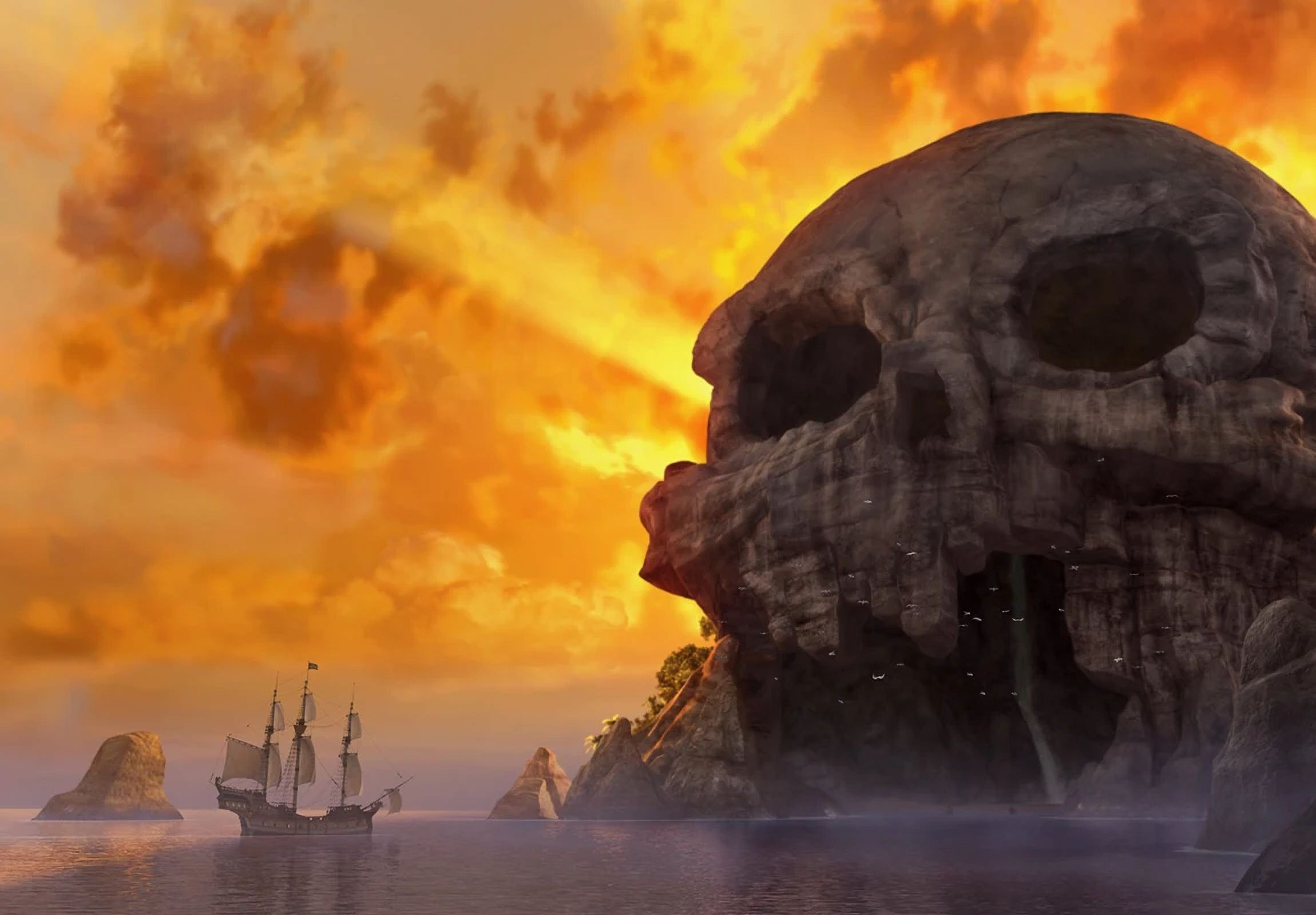 10x6ft Treasure Hunt Game Backdrop Skull Pirate Ship Sea Bay Banner ...