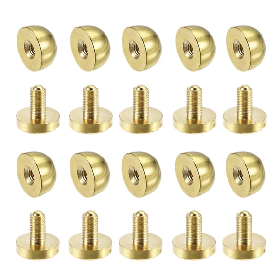 5 Set 10mm Solid Brass Round Head Stud Screw Rivets for DIY Leather ...