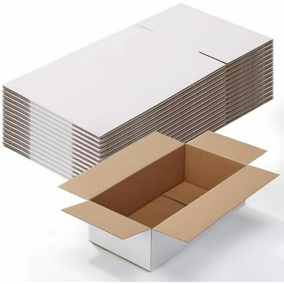 10x6x4 Shipping Boxes Set of 25, White Corrugated Cardboard Box for ...
