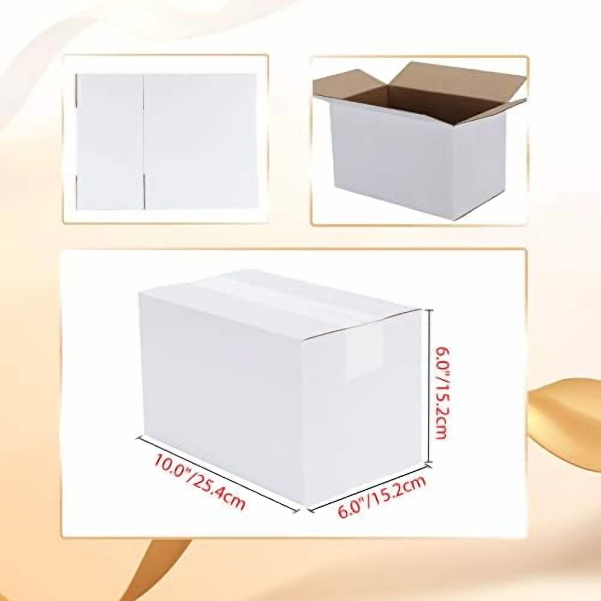 10x6x6 Shipping Boxes Set of 40, White Corrugated Cardboard Box for ...