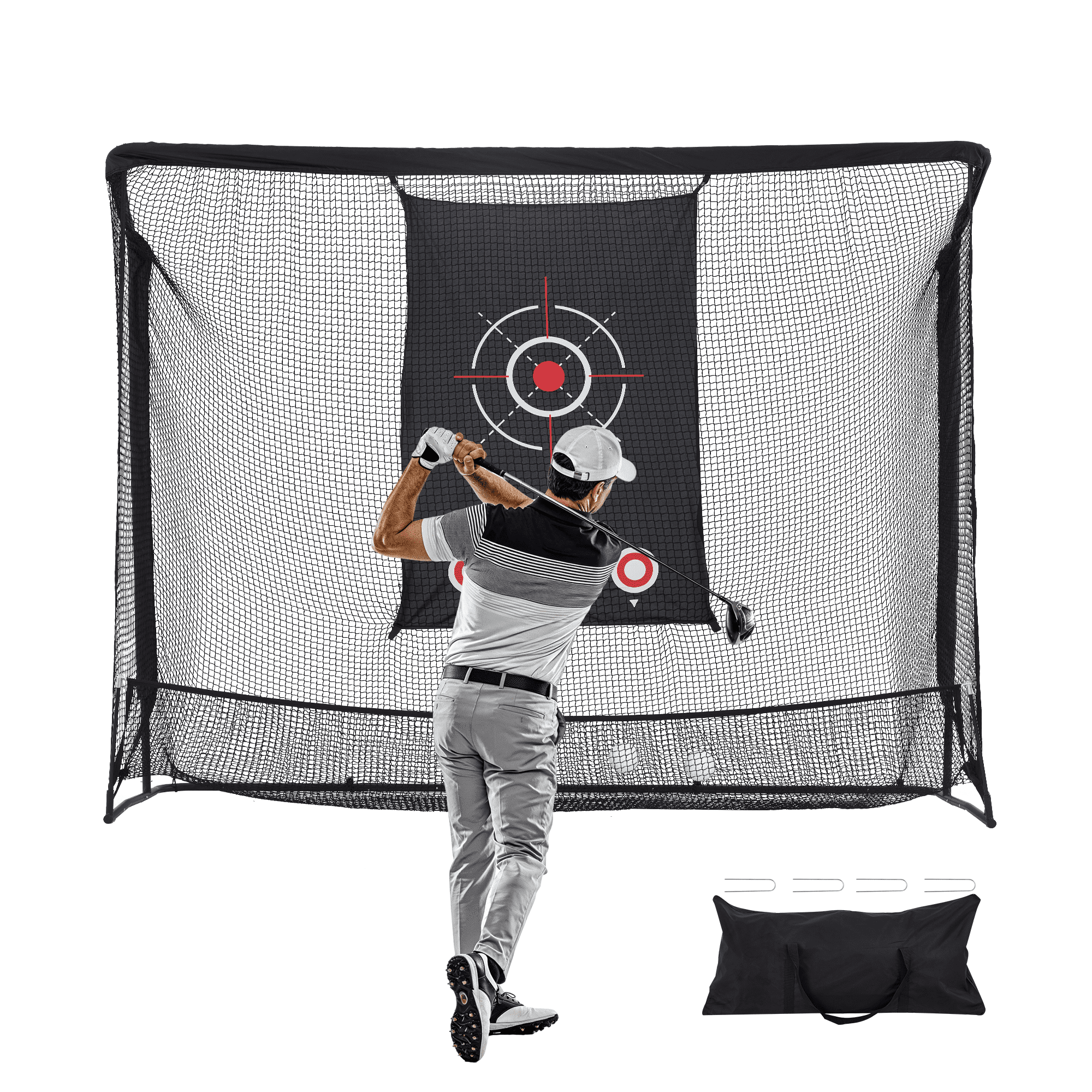 10x7.5ft Golf Practice Net with Target, Heavy Duty Alloy Steel Frame ...