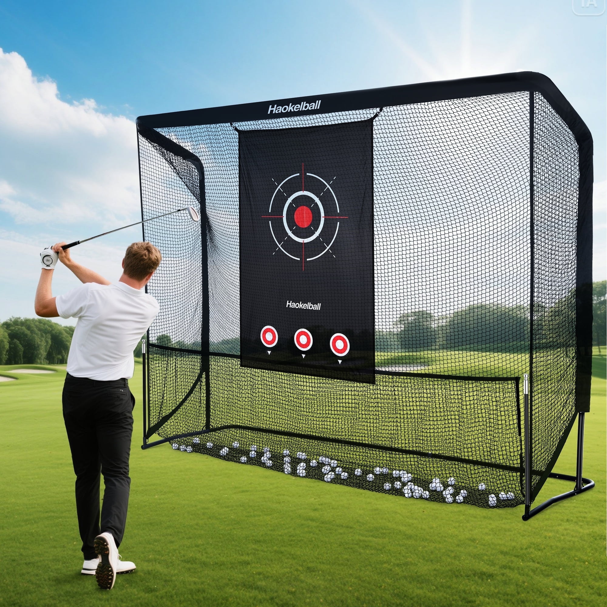Haokelball 10x7.5ft Heavy Duty Golf Practice Net with Target Cloth Golf ...