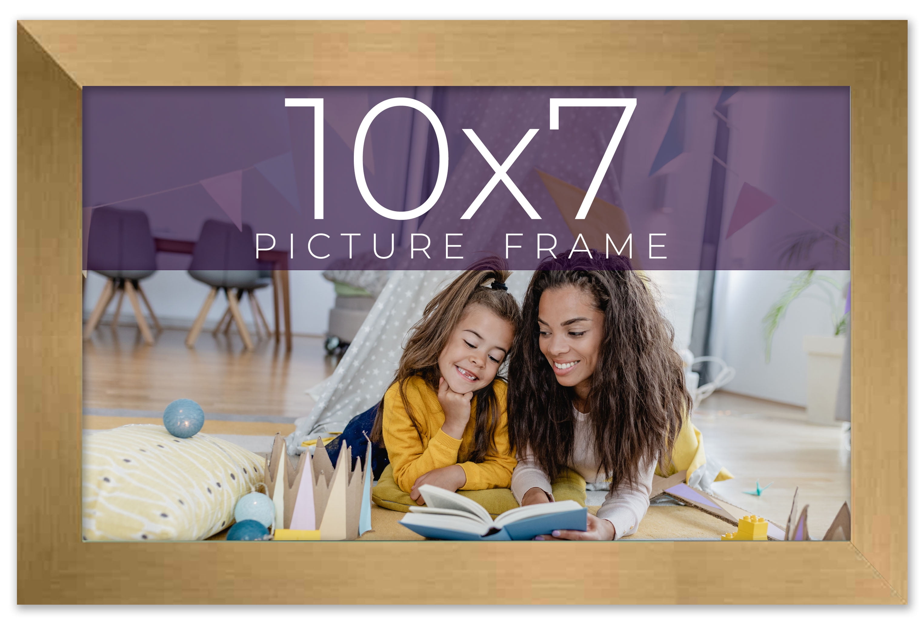 10x7 Frame Gold Bronze Solid Wood Picture Frame Width 0.75 Inches ...