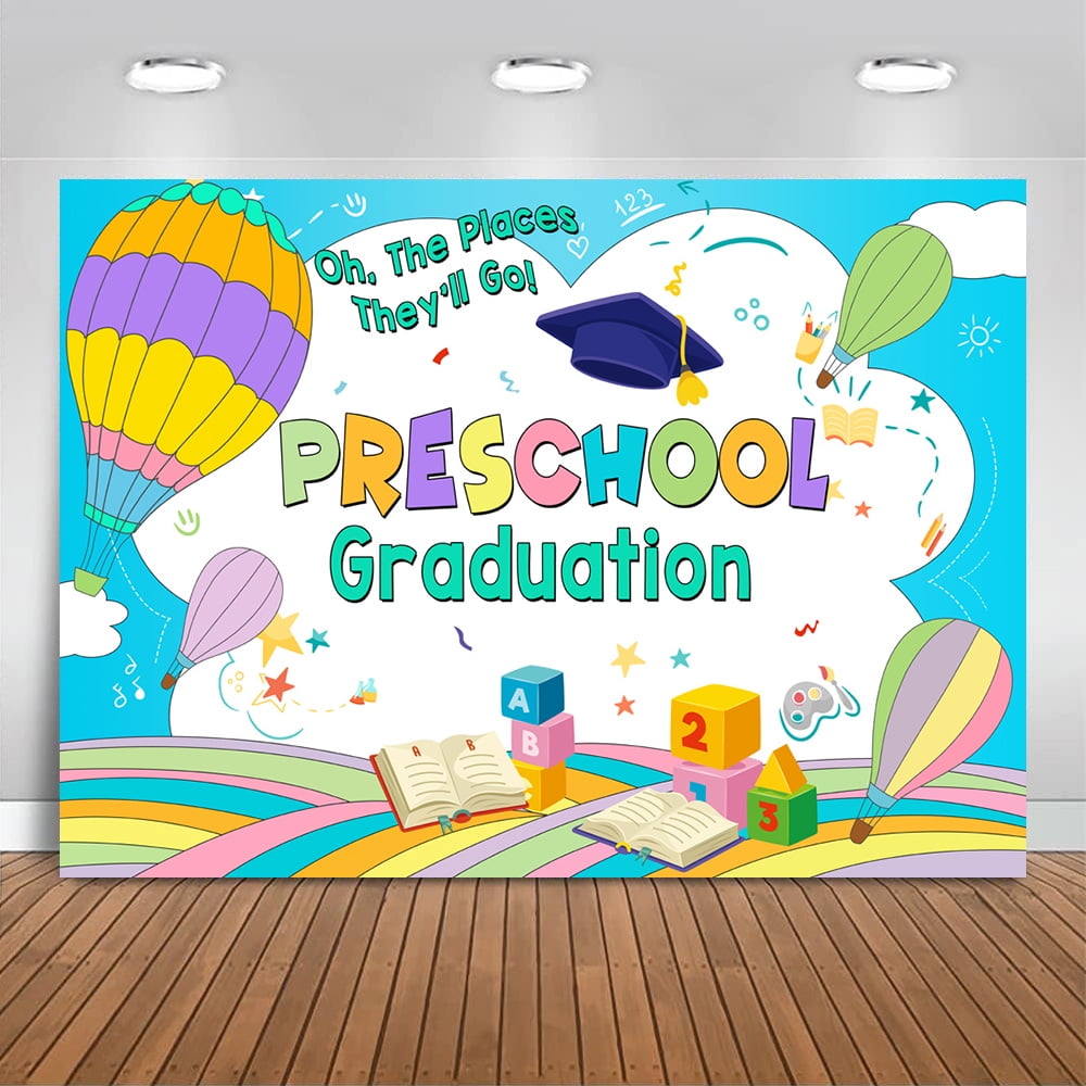 10x7FT Rainbow Kindergarten Graduation Backdrop Colorful Preschool ...