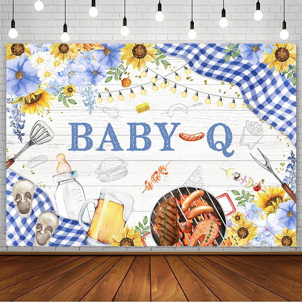 10x7ft BBQ Baby Shower Backdrop for Boys It’s A BabyQ Newborn Baby ...