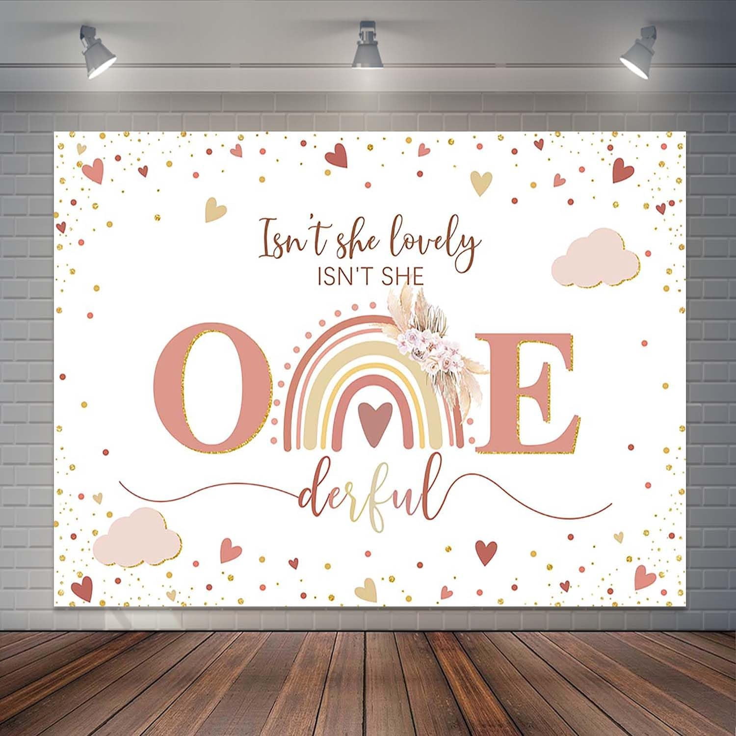 10x7ft Boho Rainbow 1st Birthday Party Backdrop Little Miss Onederful ...