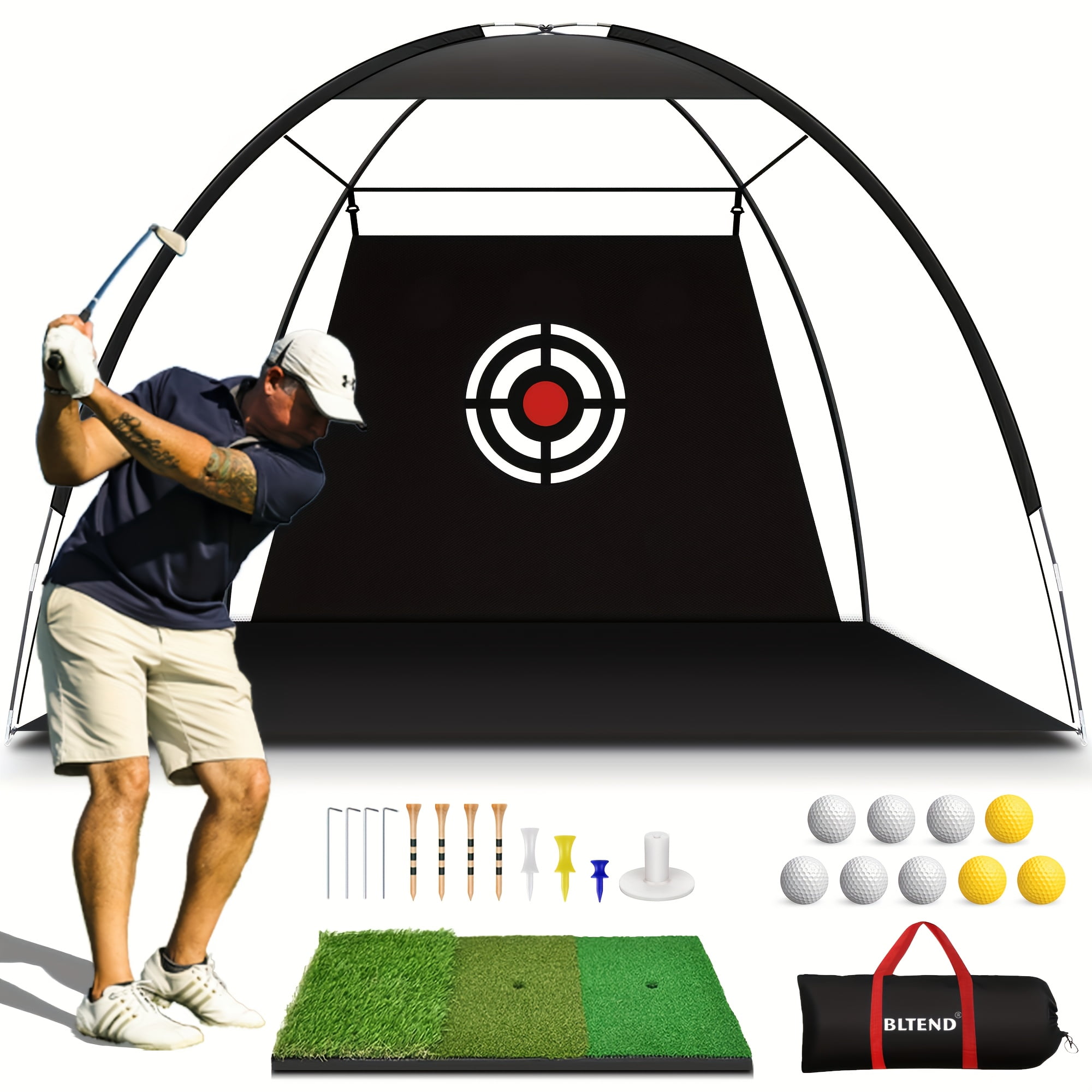 10x7ft Golf Practice Net with Tri-Turf Mat - Heavy-Duty Backyard ...