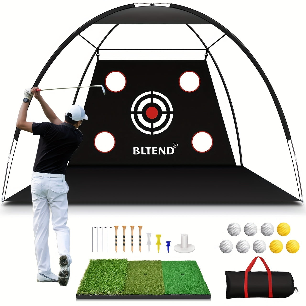 10x7ft Heavy Duty Golf Practice Net with Mat A|B|C - Indoor Outdoor ...
