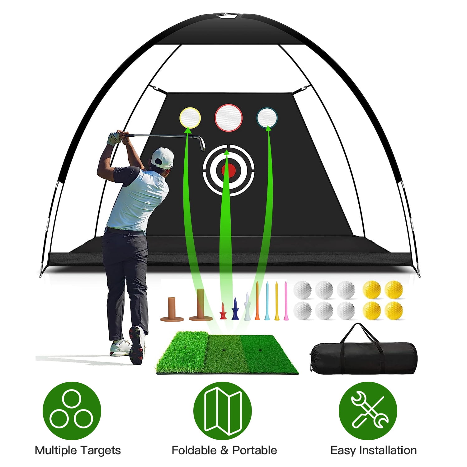 10x7ft Portable Golf Training Hitting Nets Outdoor Professional Sport ...