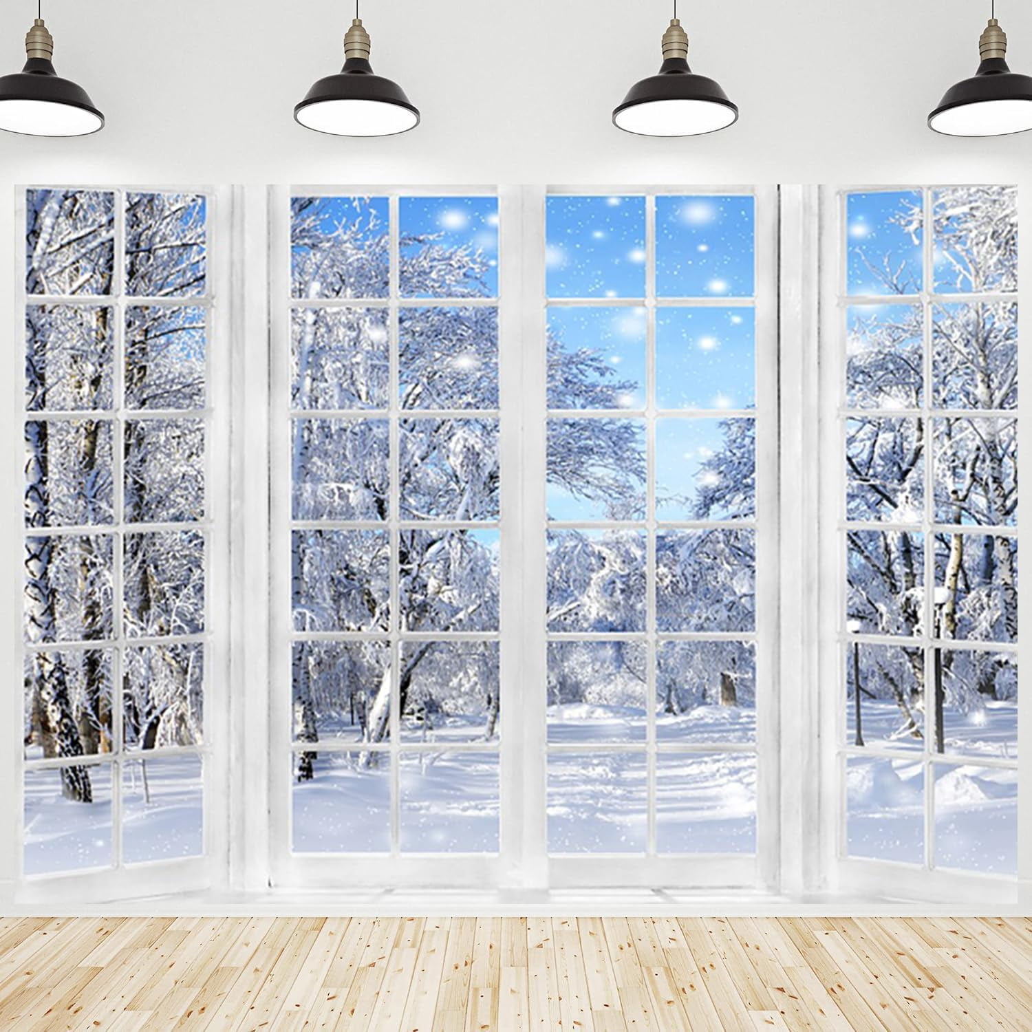 10x7ft Winter Window Backdrop for Photoshoot Snow Forest Wonderland ...