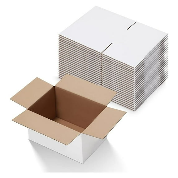 10x7x5 Inches Shipping Boxes Set of 25, White Corrugated Cardboard Box ...