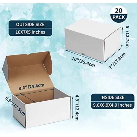 10x7x5 White Shipping Boxes 20 Pack for Small Business, Small ...