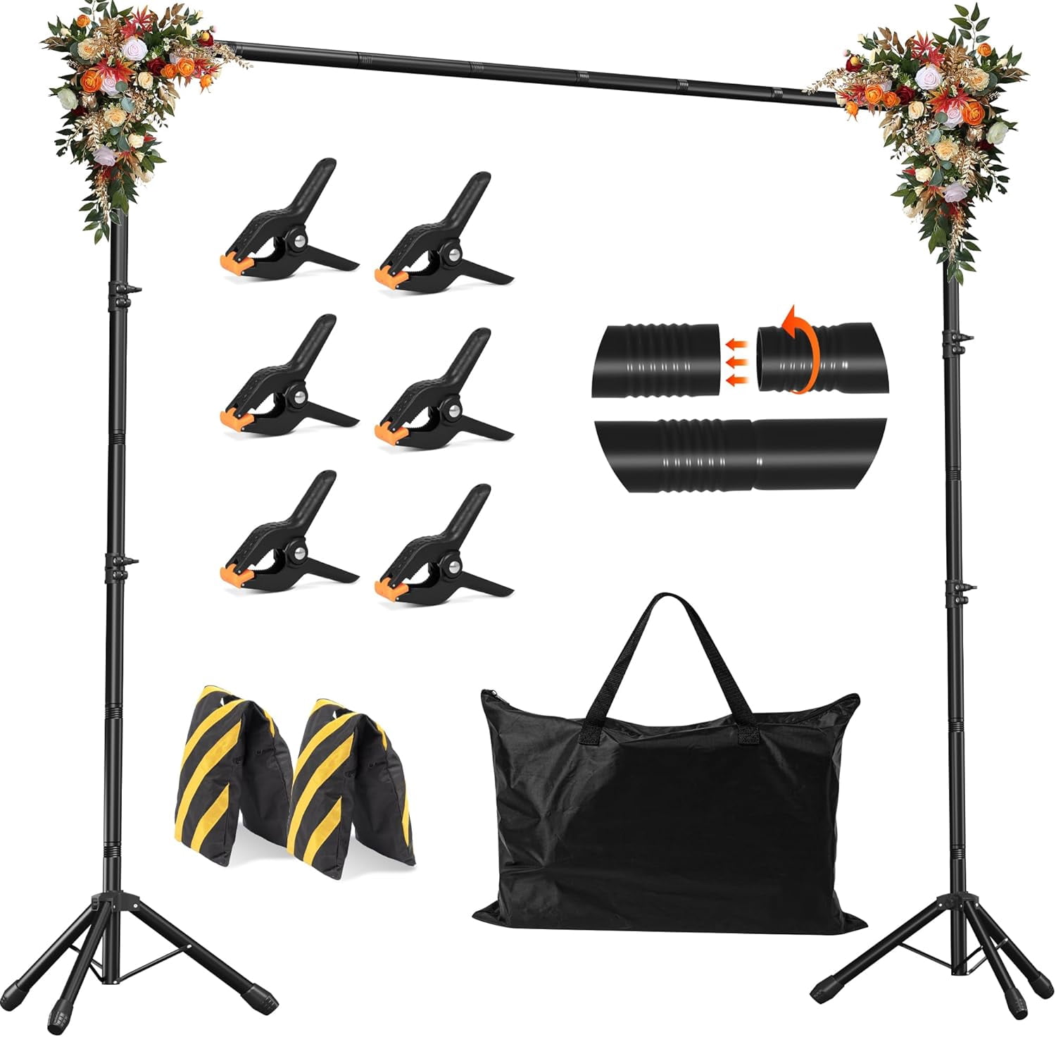 10x8.5 FT Backdrop Stand for Parties, Adjustable Photo Backdrop Stand ...