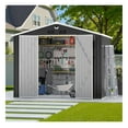 10x8 FT Metal Storage Shed - Outdoor Garden Shed w/ Lockable Doors ...