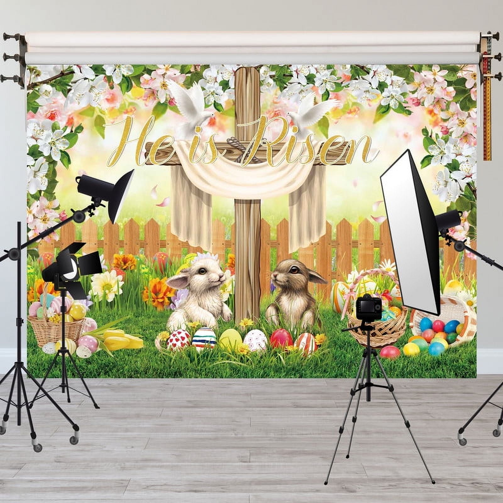 10x8FT He is Risen Easter Backdrop Religious Happy Easter Backdrop ...