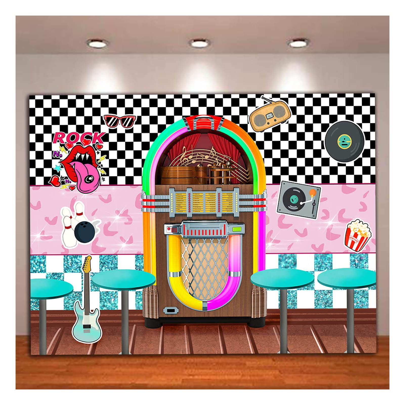10x8ft Back to 50's Sock Hop Photography Background Back to 1950s Soda ...