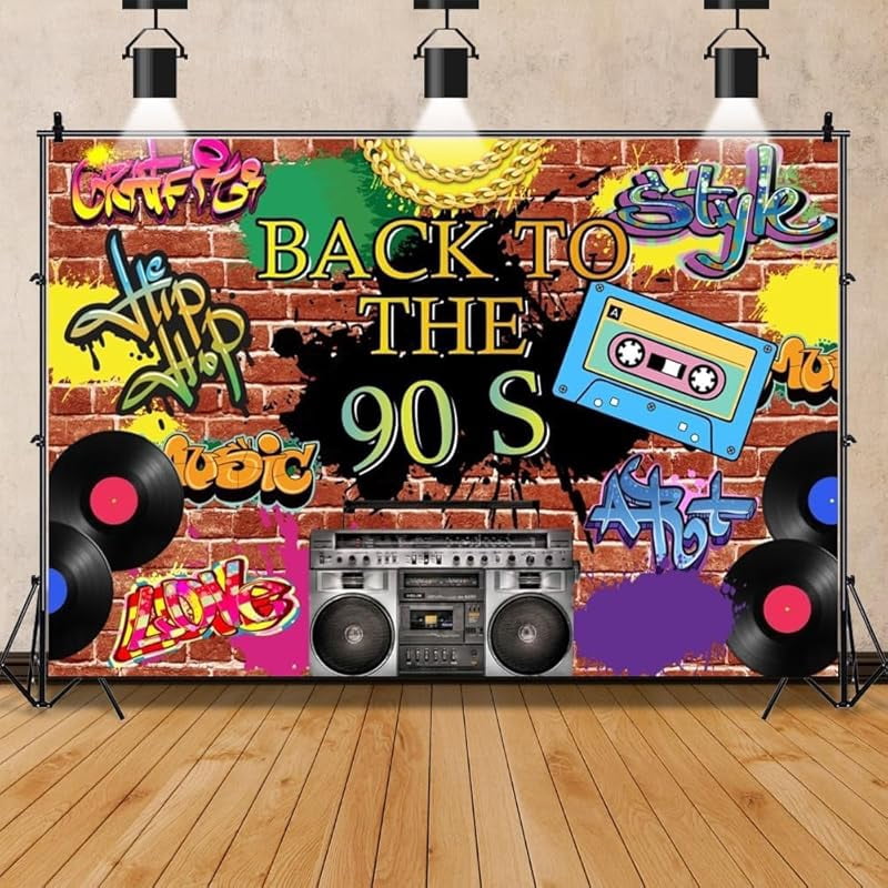 10x8ft Back to The 90s Backdrop for Party 90s Theme Hippie Hip Hop Rock ...