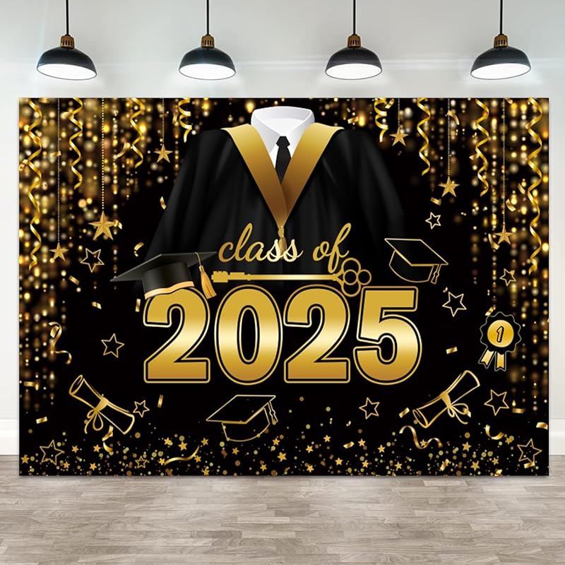 10x8ft Blue Silver Class of 2025 Graduation Backdrop Graduation Prom ...
