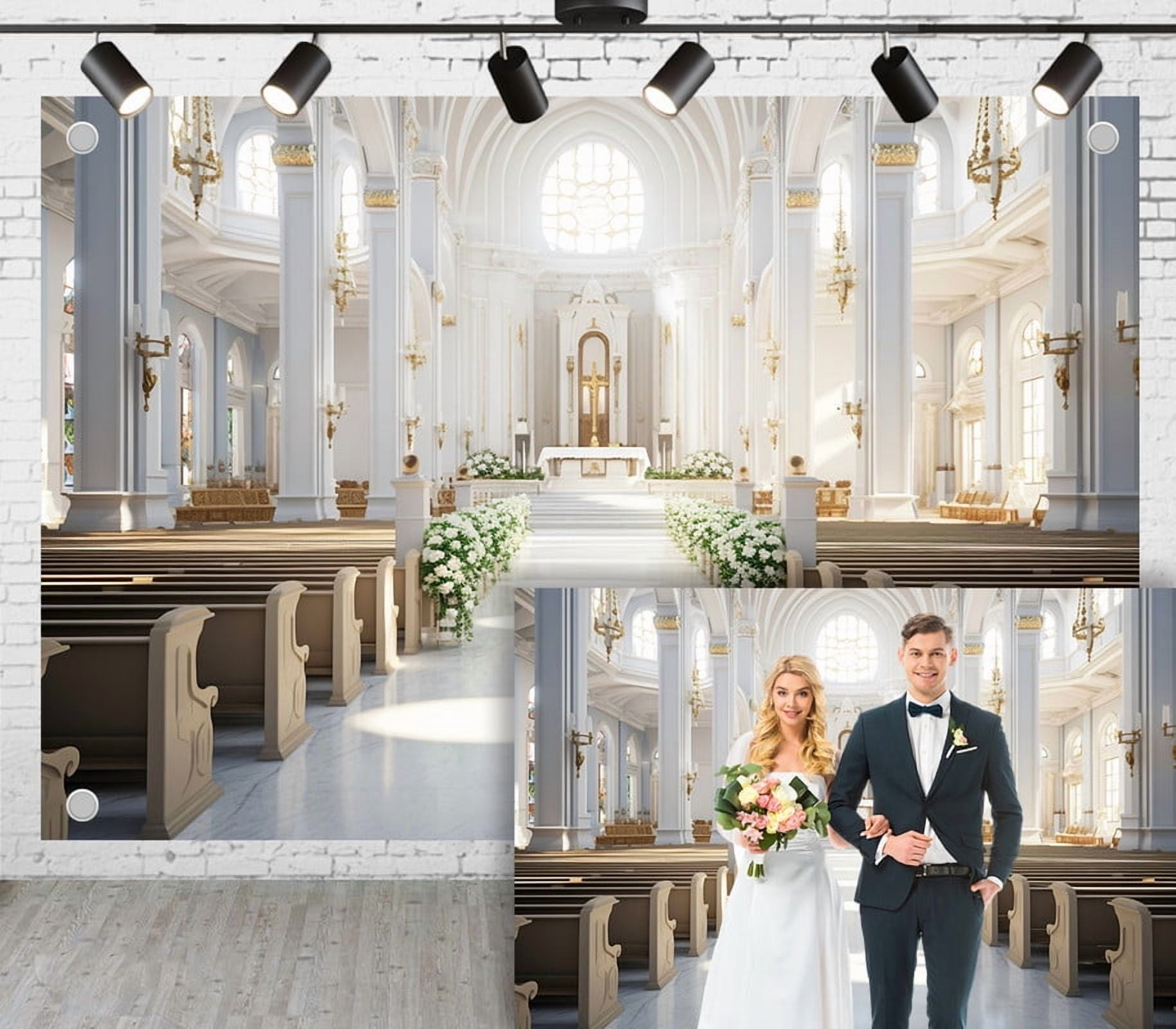 10x8ft Church Wedding Photoshoot Backdrop Columns Dome Skylight ...