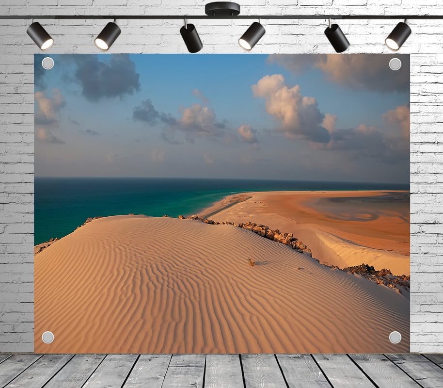 10x8ft Coastal Dune Backdrop – Rippled Sand, Turquoise Ocean & Blue Sky ...