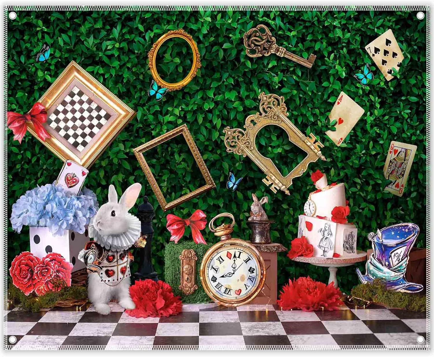 10x8ft Fabric Wonderland Enchanted Tea Party Photography Backdrop Kids ...