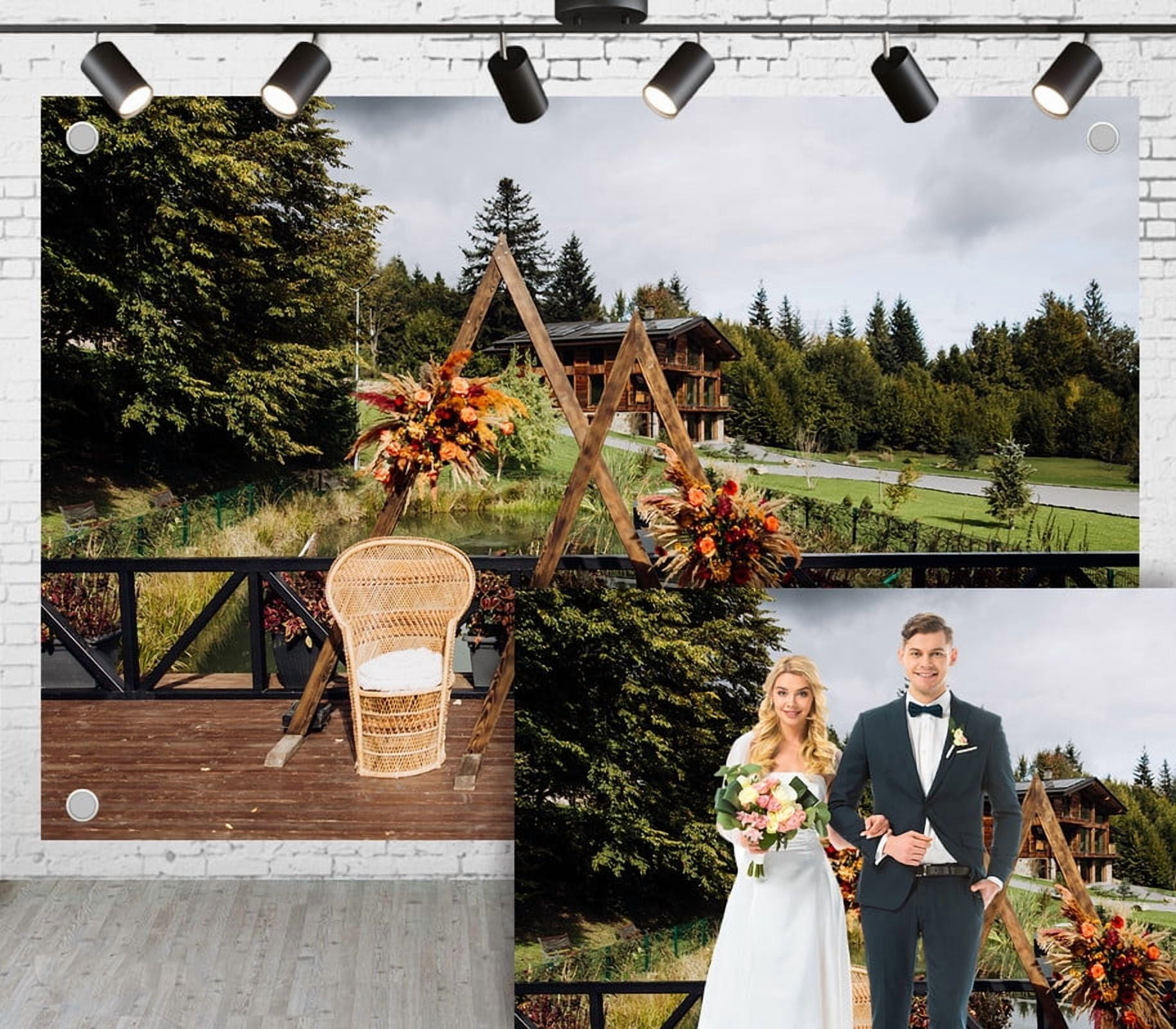 10x8ft Forest Lakeside Wedding Photoshoot Backdrop Triangular Log ...
