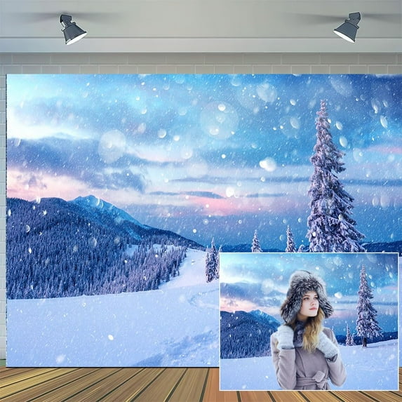 10x8ft Forest Winter Backdrop Carpathian Ukraine Mountains Cracked Ice ...