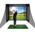 10x8ft Golf Cage Enclosure with Projector Screen and Side Barriers ...