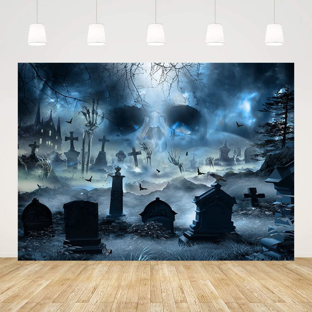 10x8ft Halloween Backdrop for Photography Horror Night Scary Skull Dark ...