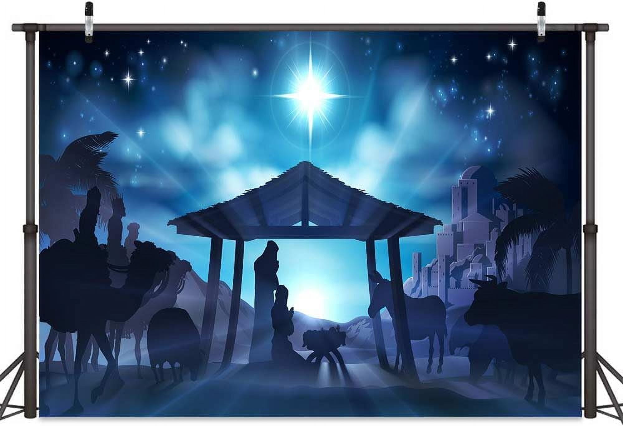 10x8ft Nativity Scene Birth of Jesus Photography Backdrop Winter Snowy ...