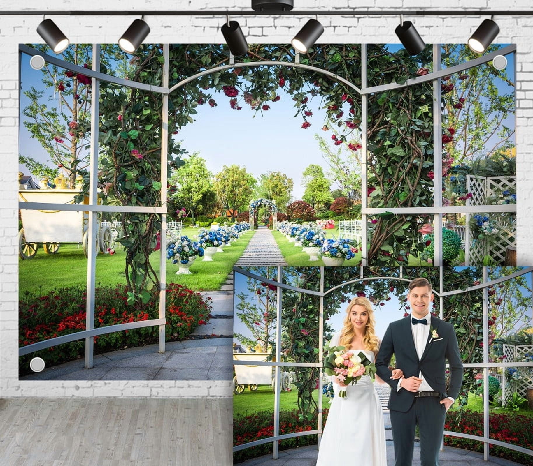 10x8ft Outdoor Garden Wedding Photoshoot Backdrop White Iron Arch ...