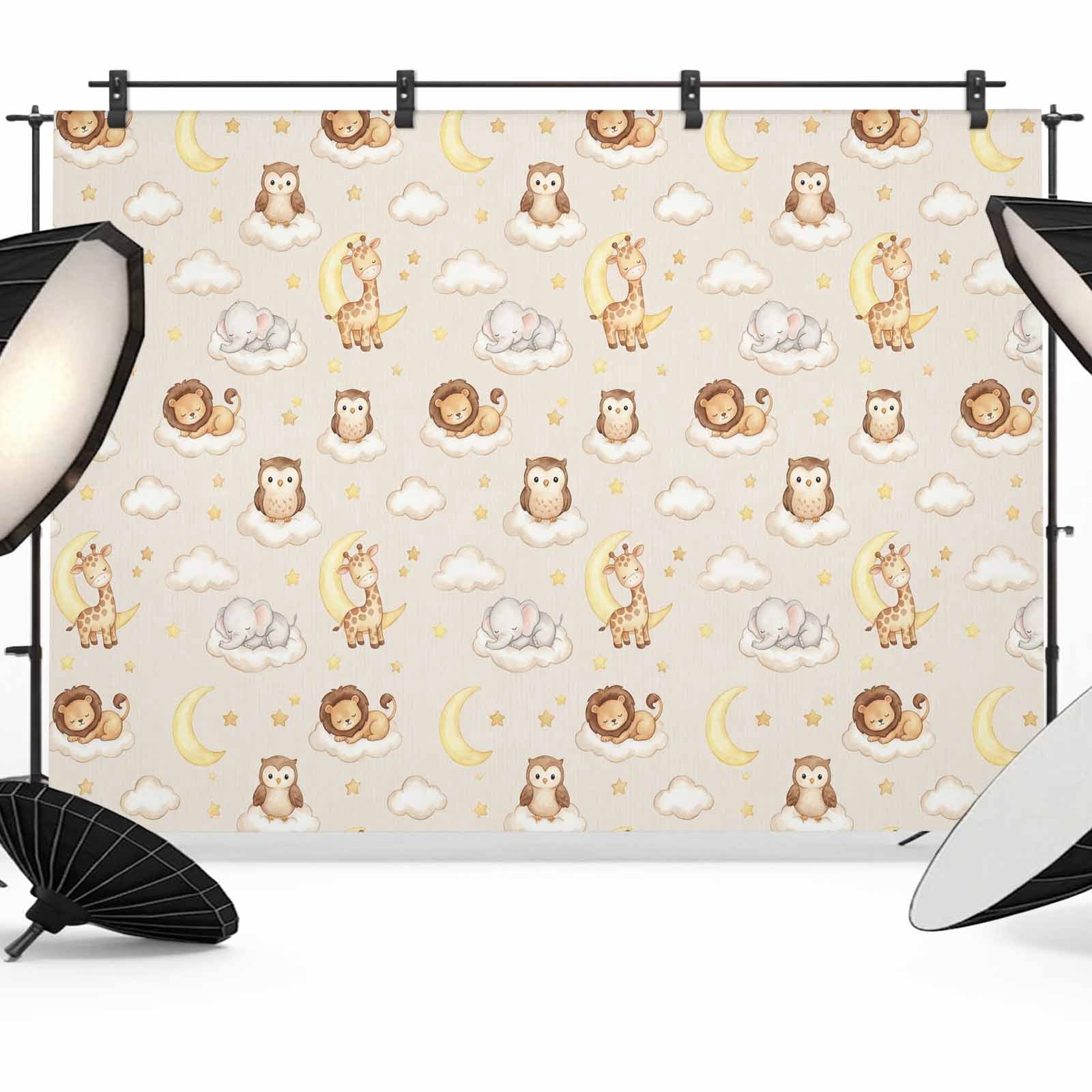 10x8ft Photo Backdrop, Cartoon Animals Soft Polyester Backdrop Curtains ...