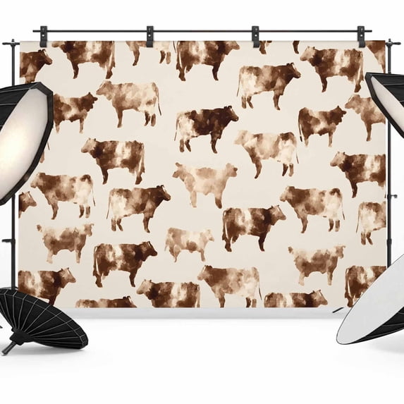10x8ft Photo Backdrop, Farmhouse Cow Vintage Soft Polyester Backdrop ...