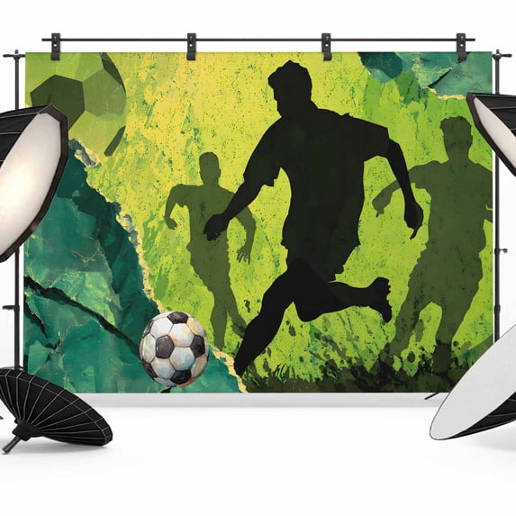 10x8ft Photo Backdrop, Green Yellow Football Soft Polyester Backdrop ...